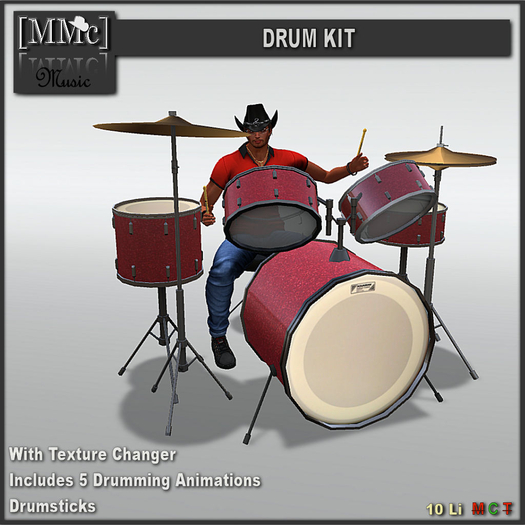 Second Life Marketplace - [MMc] Drum Kit With Poses And Texture Changer